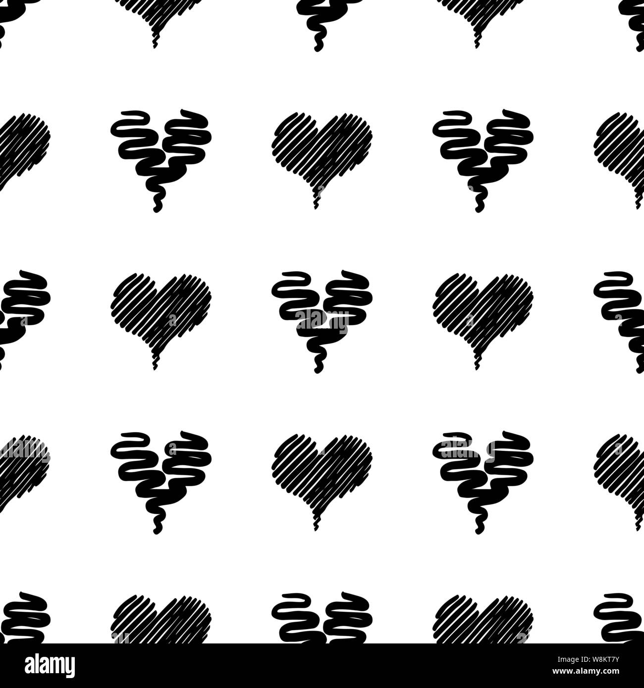 Seamless Modern grunge heart hand drawn set, great design for any ...