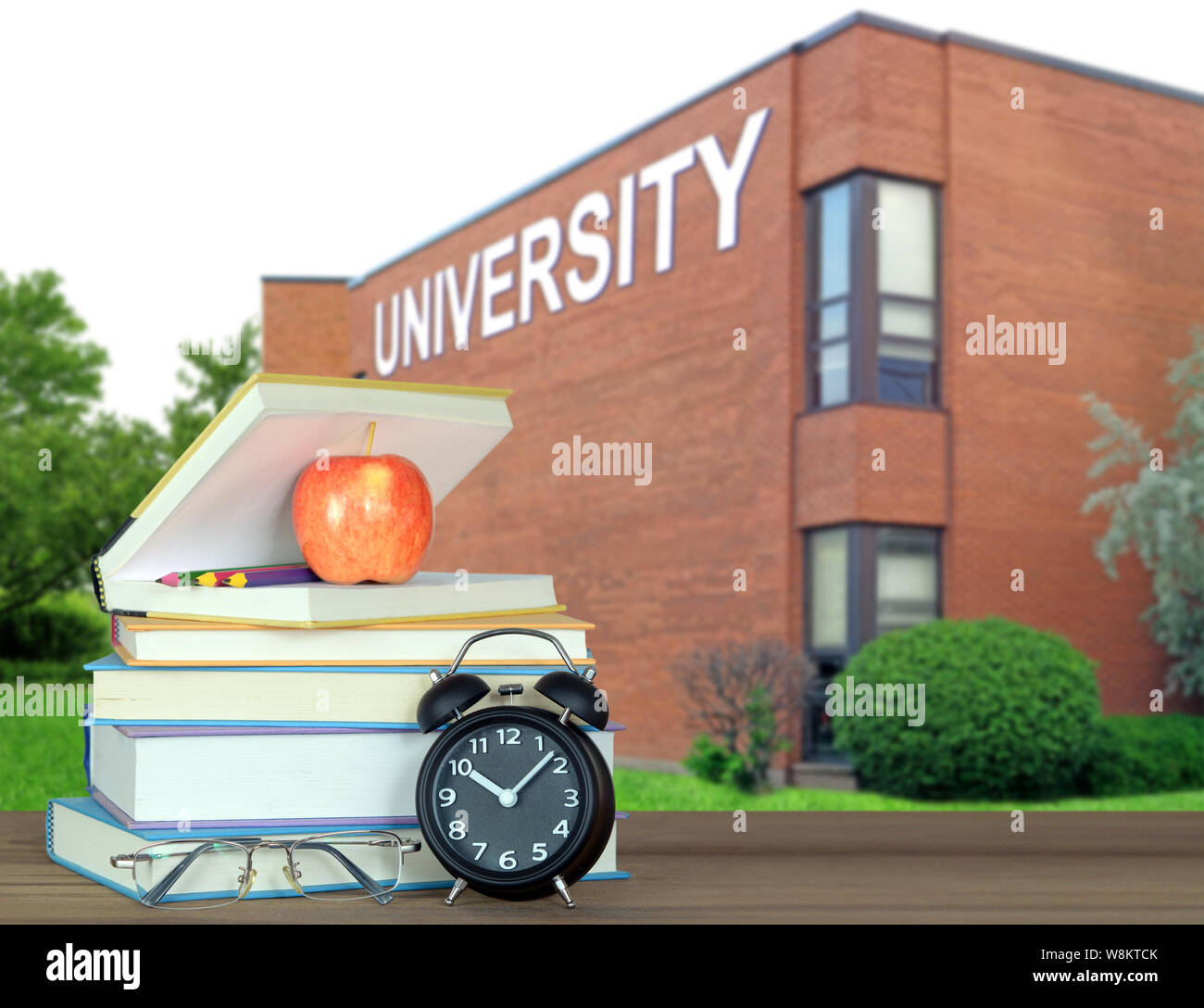 books and university for an education concept Stock Photo - Alamy