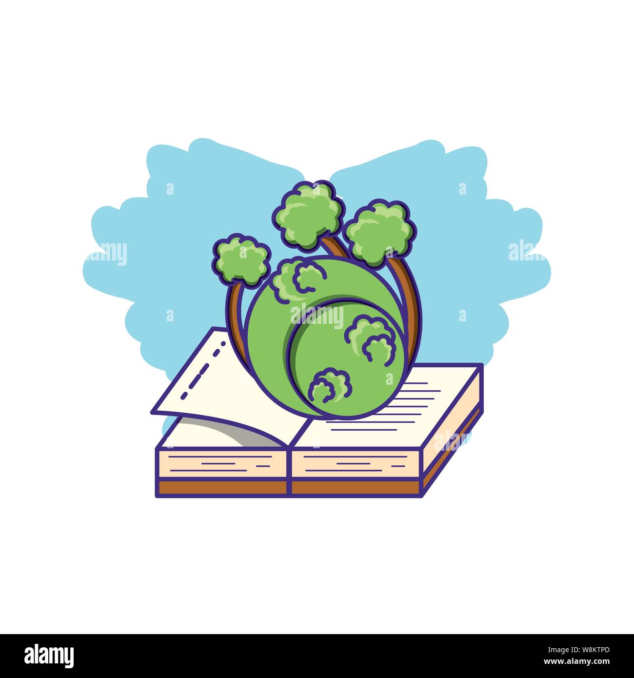 tree plants nature with textbook supply vector illustration design ...