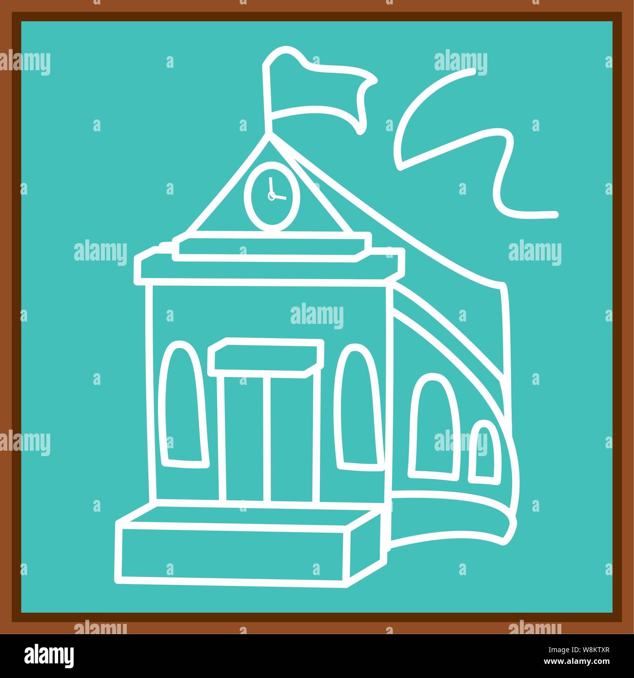 classroom board with drawing of facade school vector illustration ...