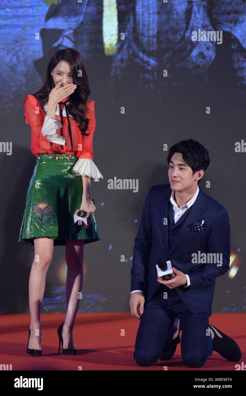 Singer and actress Im Yoon-ah (Yoona), left, of South Korean girl group ...