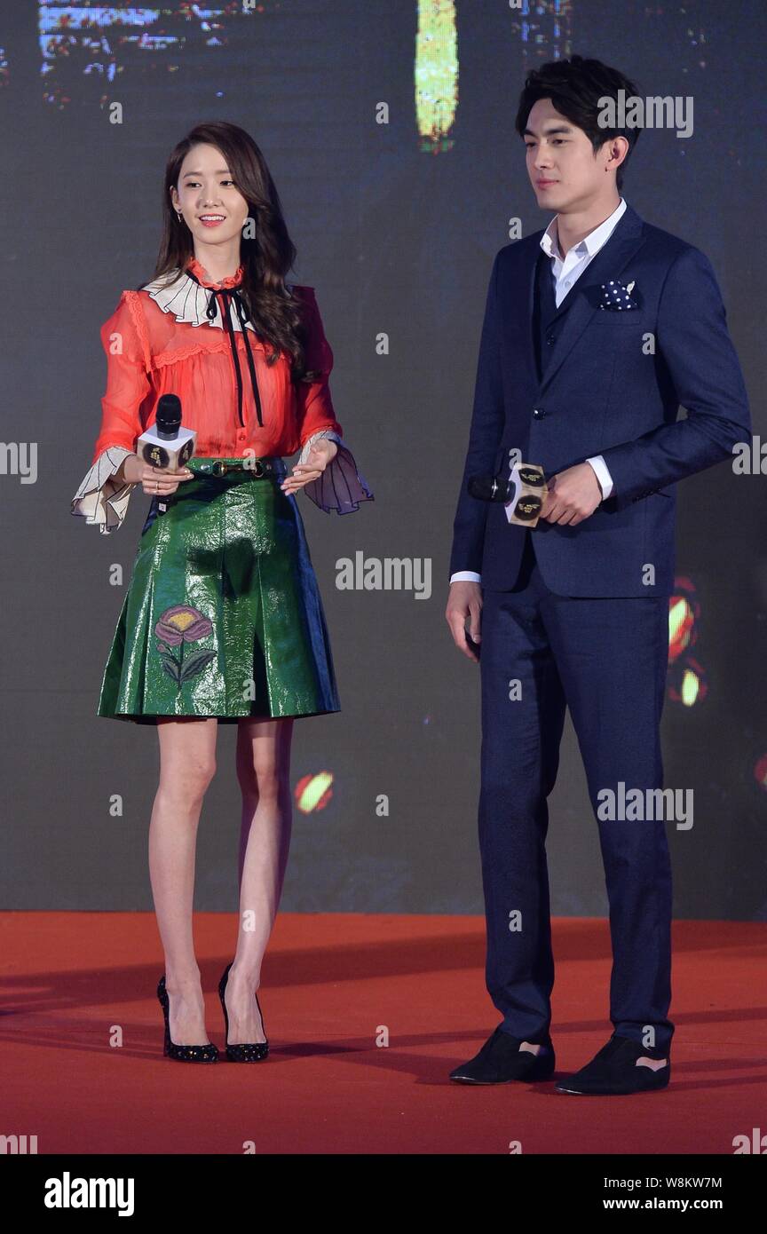 Singer and actress Im Yoon-ah (Yoona), left, of South Korean girl group ...