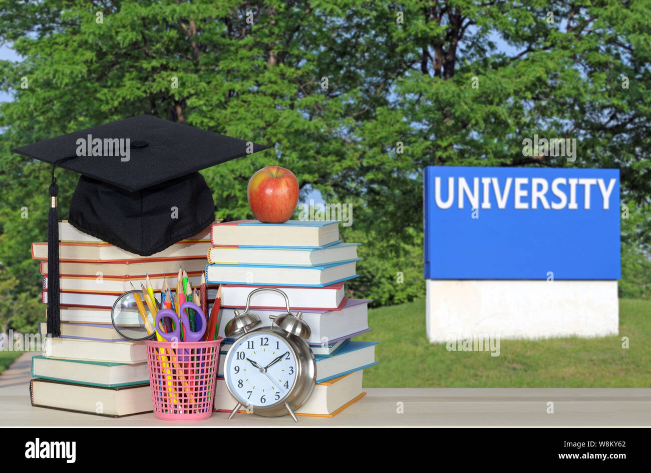 Education design and concept with university campus and books Stock ...