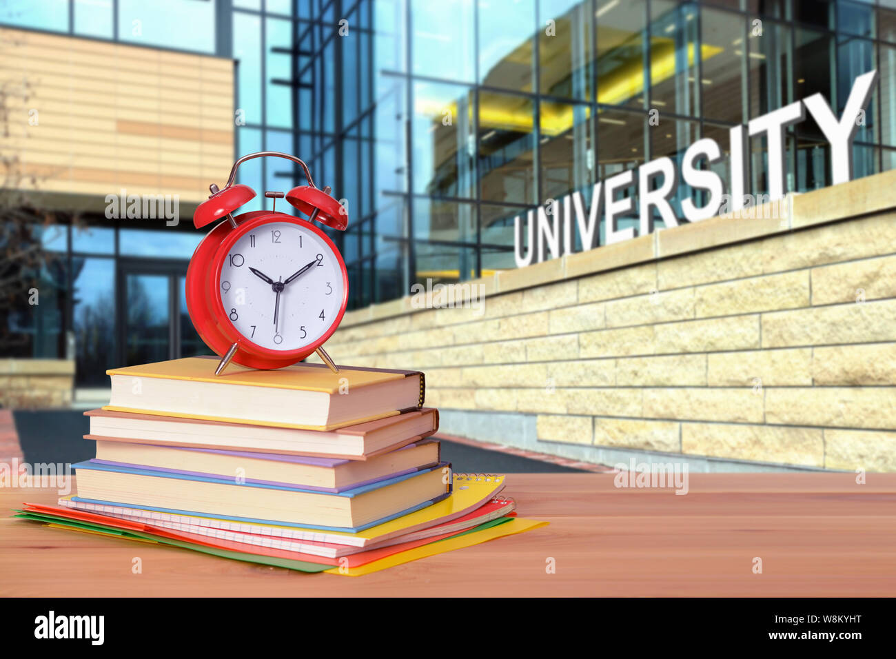composition of book and university campus for education concept Stock ...