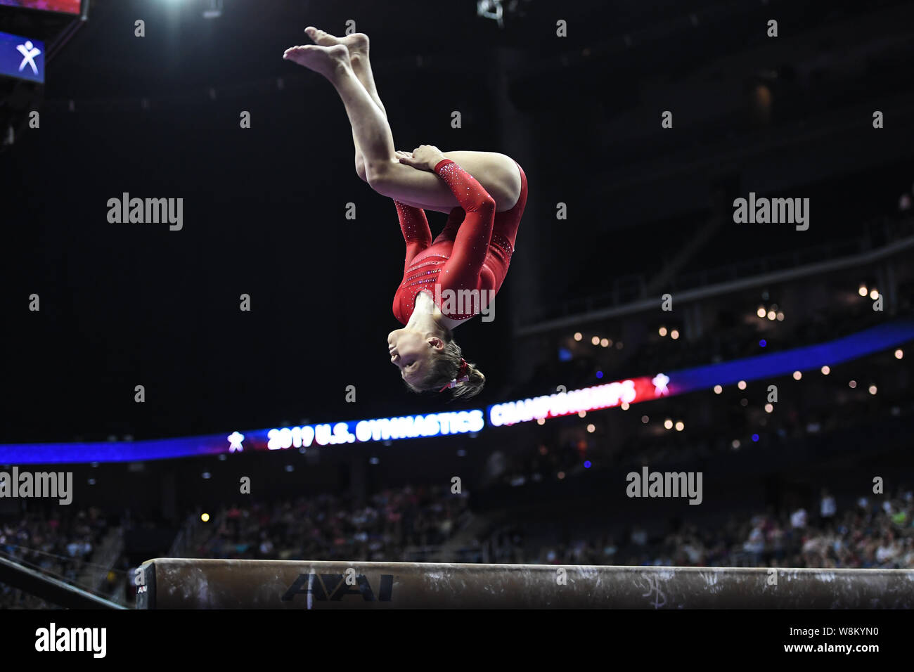 Kansas City, Missouri, USA. 9th Aug, 2019. JADE CAREY performs a back ...