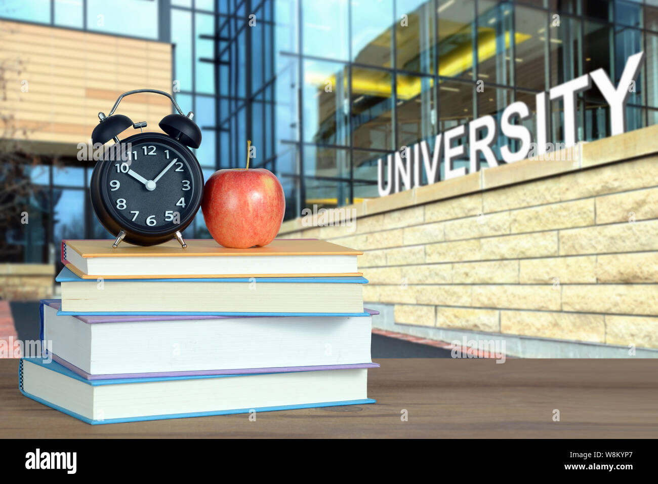 composition of book and university campus for education concept Stock ...