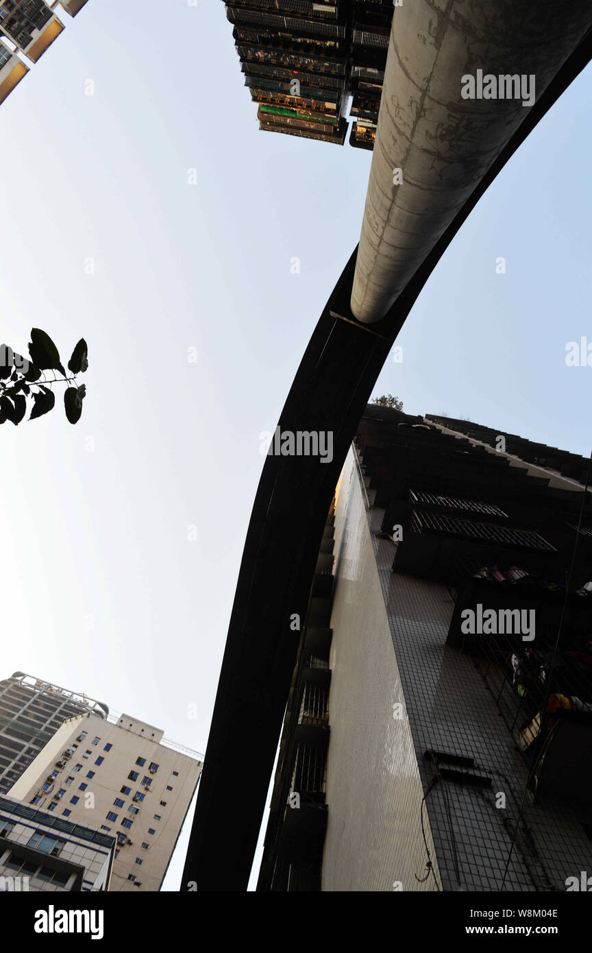 Worm's eye view of a 70-meter-long and 40-meter-high pedestrian ...
