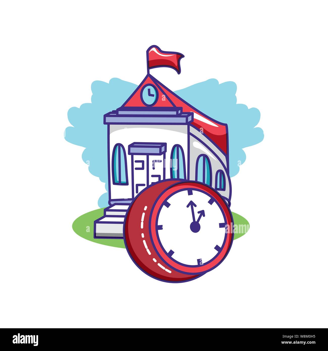 school building with clock time vector illustration design Stock Vector ...