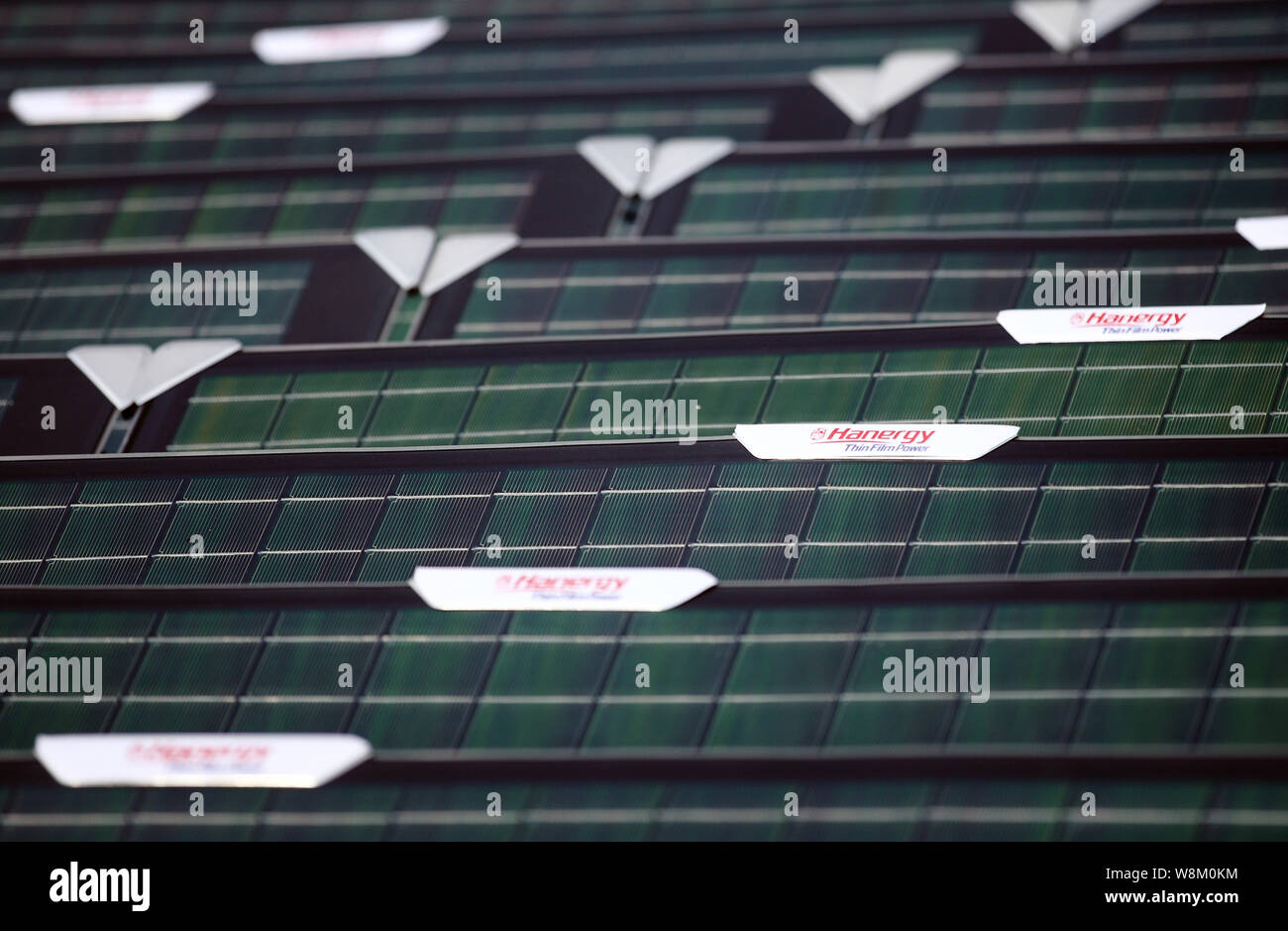 --FILE--Solar panels with photovoltaic batteries of Hanergy Thin Film ...