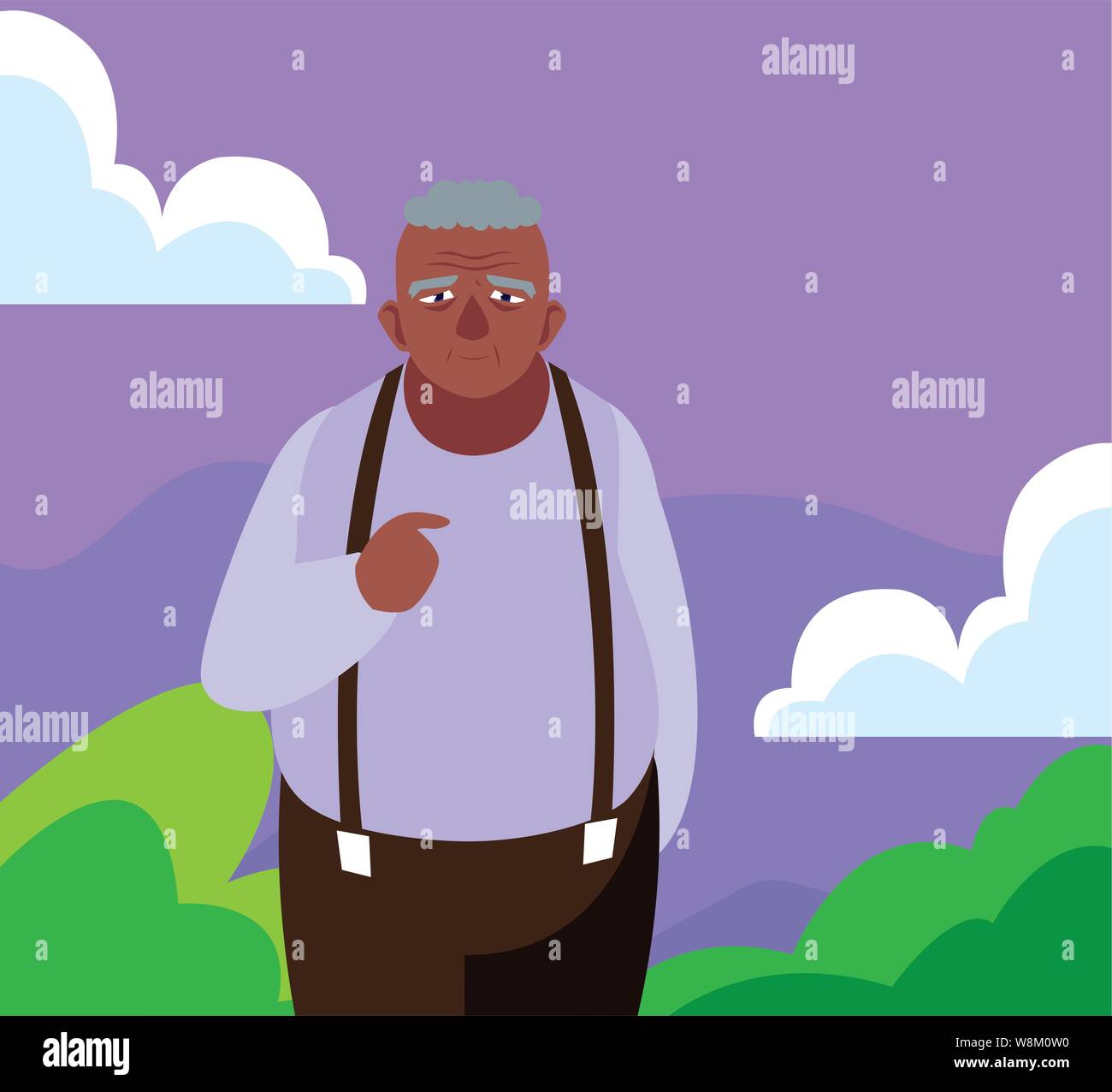 happy grandparents day - cute grandpa in the outdoor vector ...