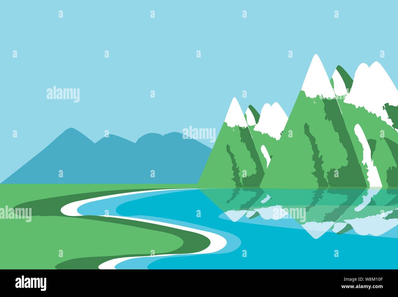 landscape with lake nature icon vector illustration design Stock Vector ...
