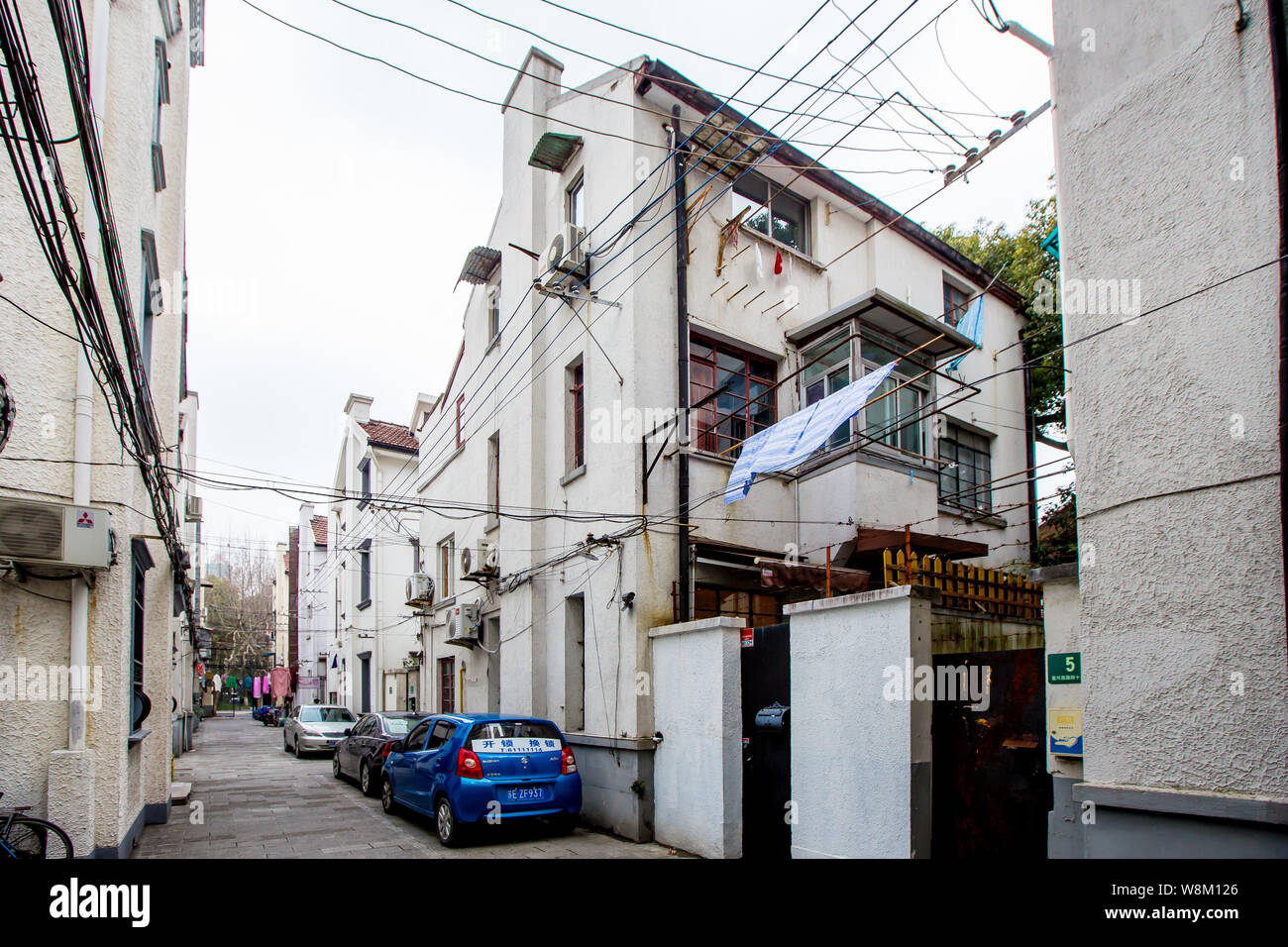 A view of a lilong (alley or lane in English) in the neighbourhood near ...
