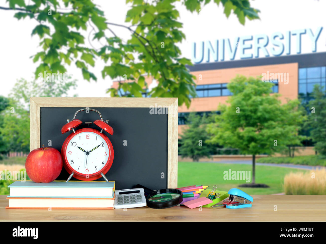 education concept with university campus and books Stock Photo - Alamy