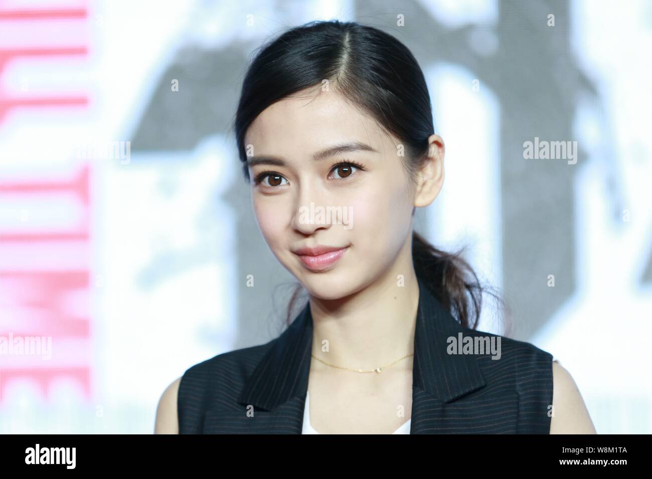 Hong Kong model and actress Angelababy poses at a press conference to promote her new movie ...