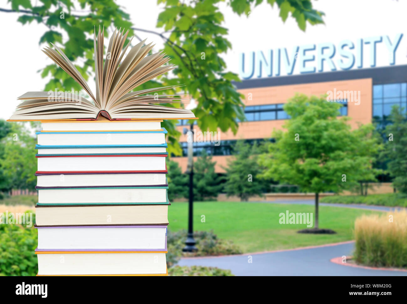 composition of education concept with university campus and books Stock ...