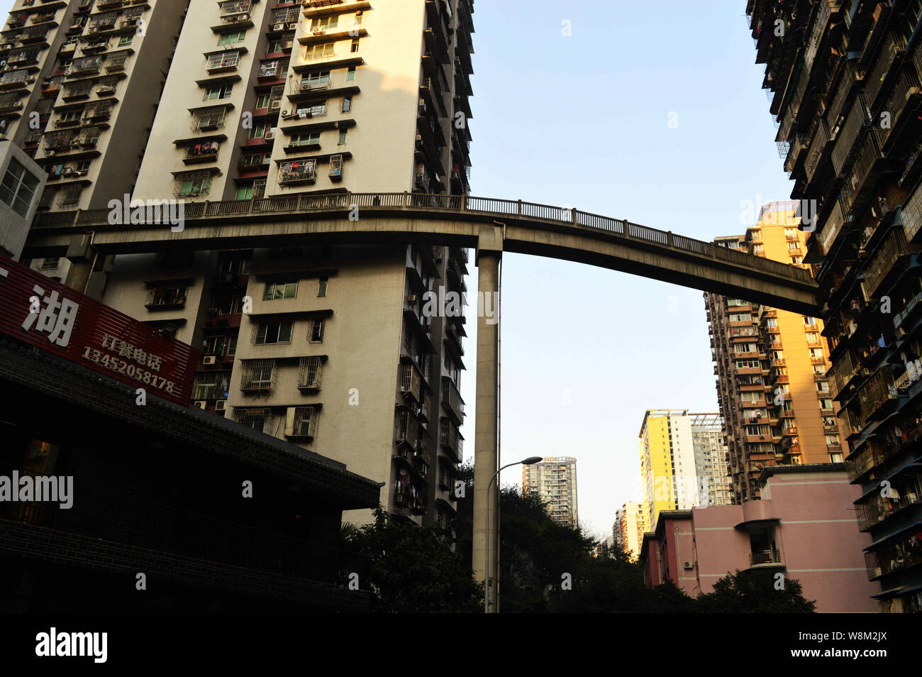 View of a 70-meter-long and 40-meter-high pedestrian overpass linking ...