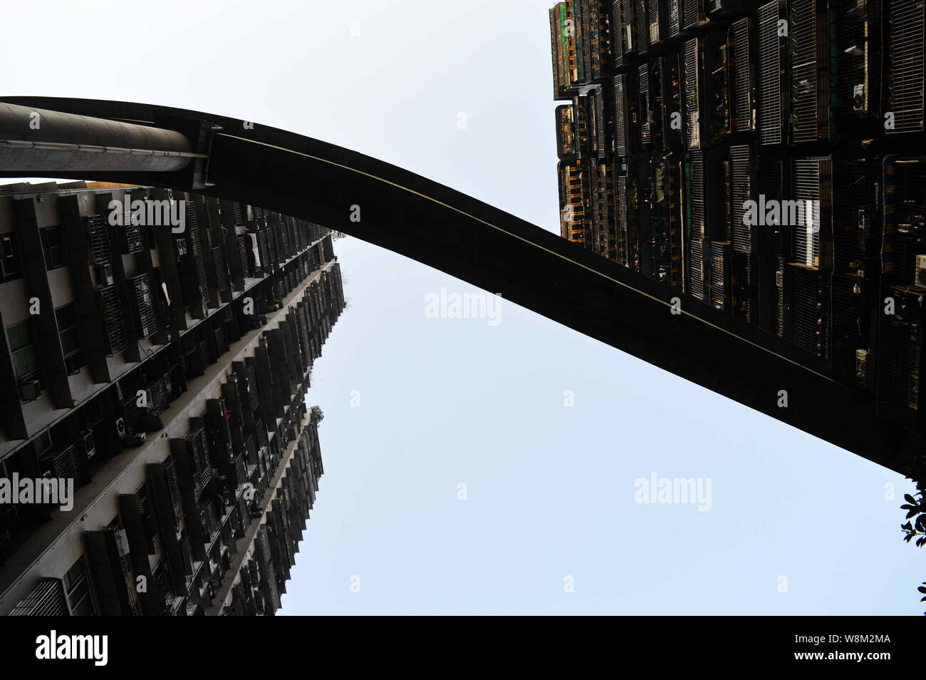 Worm's eye view of a 70-meter-long and 40-meter-high pedestrian ...