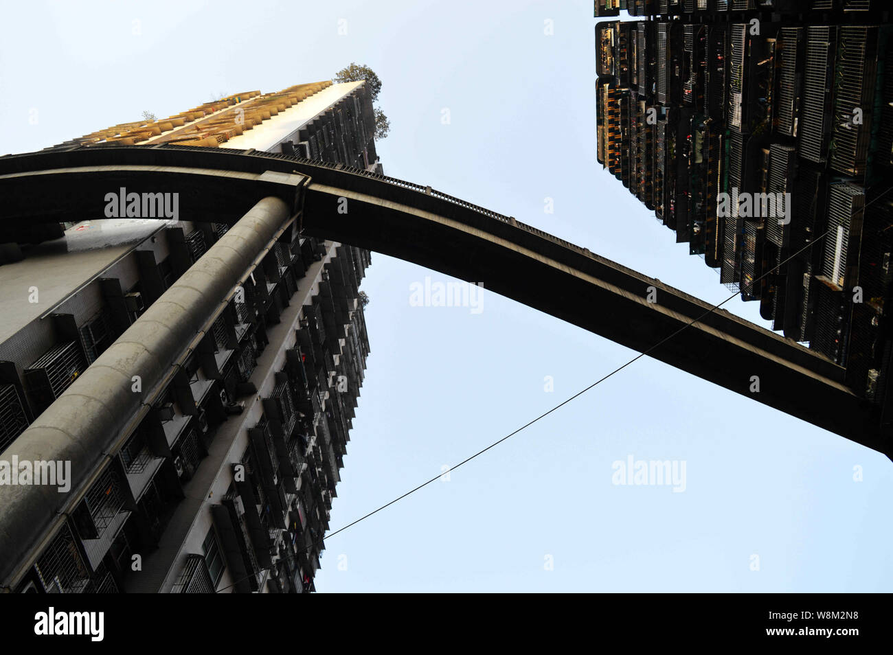Worm's eye view of a 70-meter-long and 40-meter-high pedestrian ...