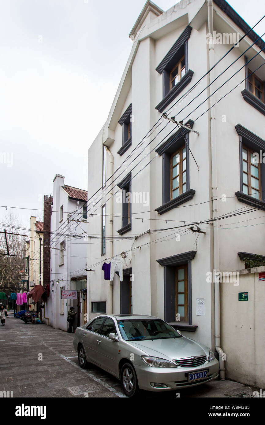 A view of a lilong (alley or lane in English) in the neighbourhood near ...