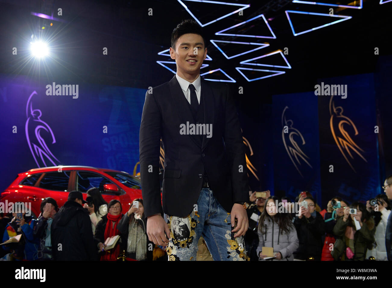 Chinese world swimming champion Ning Zetao arrives at the China CCTV ...
