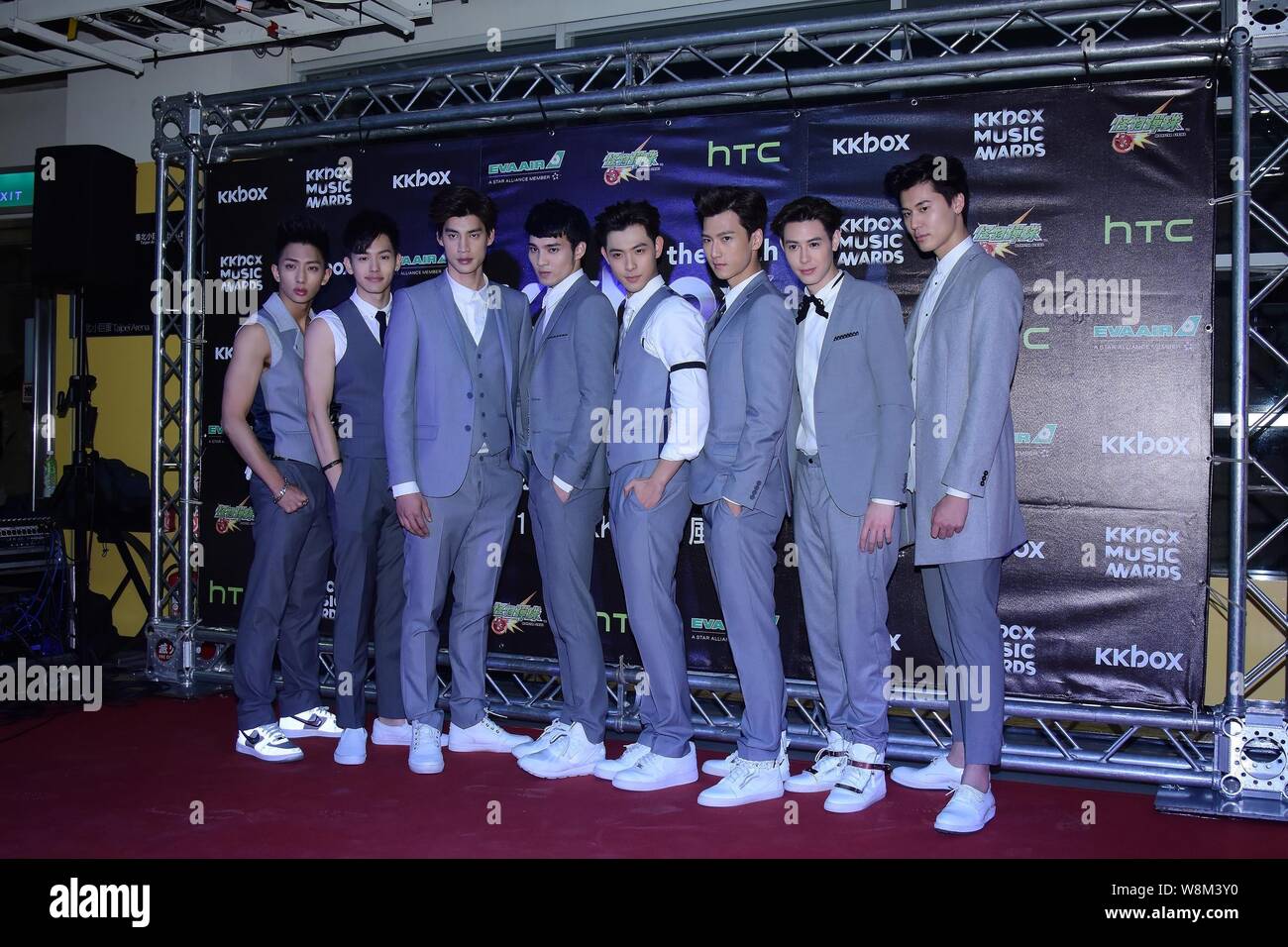 Members of Taiwanese boy group SpeXial pose at the KKBox Music Awards ...