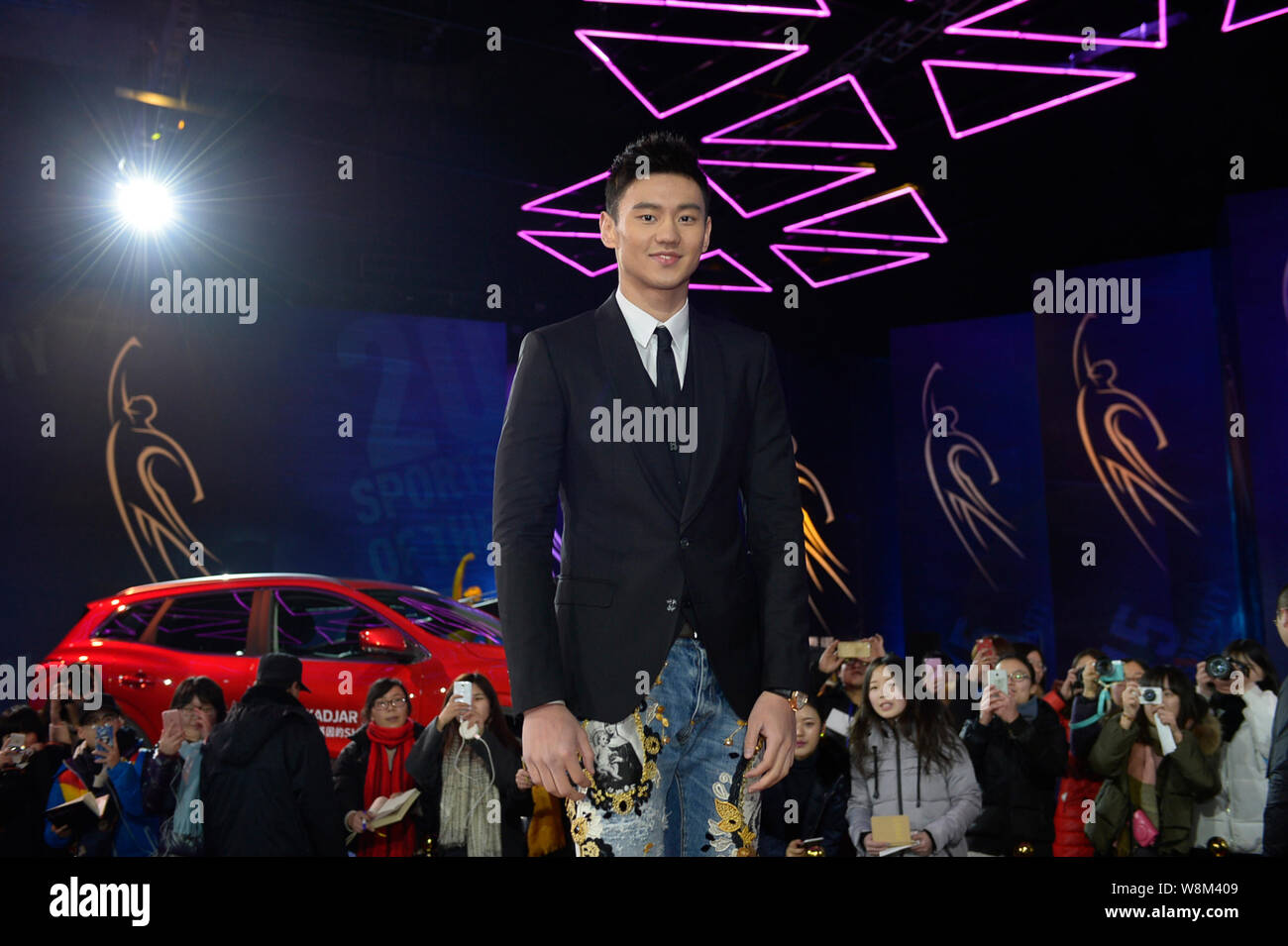 Chinese world swimming champion Ning Zetao arrives at the China CCTV ...