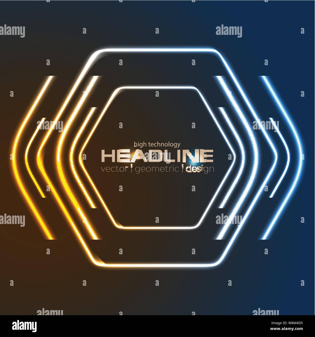 Retro neon 80s shiny hexagon abstract background. Vector colorful ...