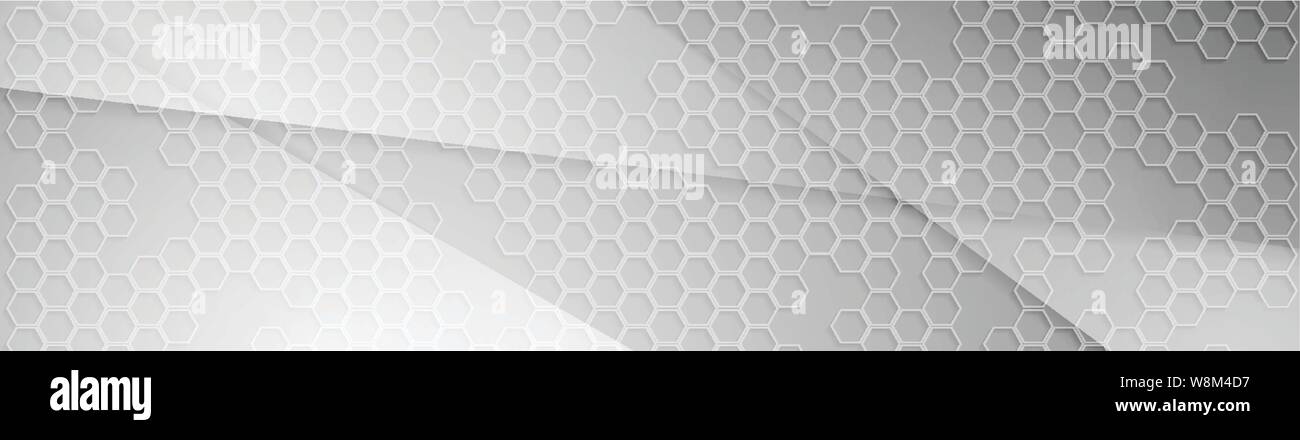 Grey concept web banner with hexagons texture. Geometric background ...