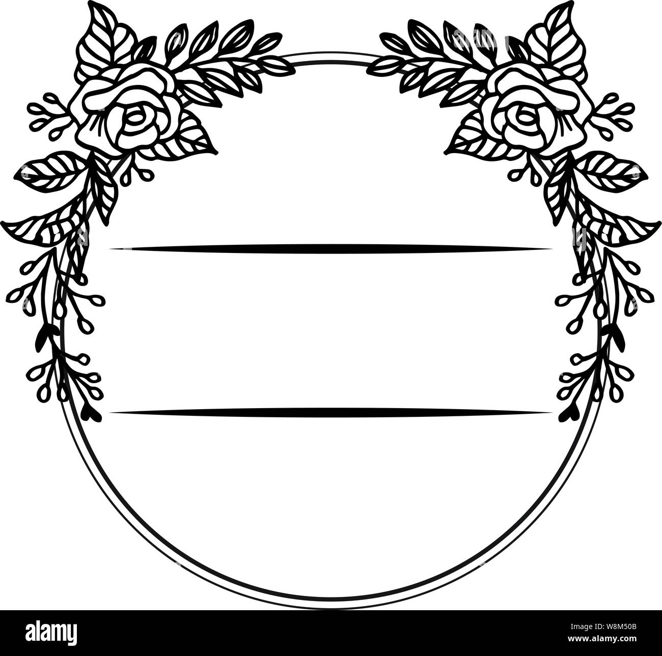 Crowd of flowers, with decoration frame, template of invitation card ...