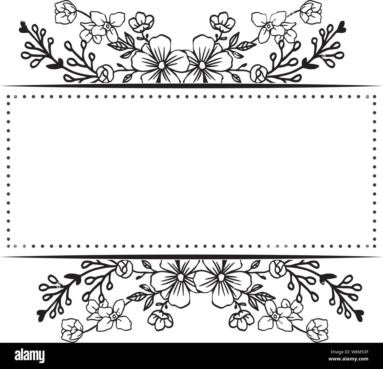 Crowd of flowers, with decoration frame, template of invitation card ...