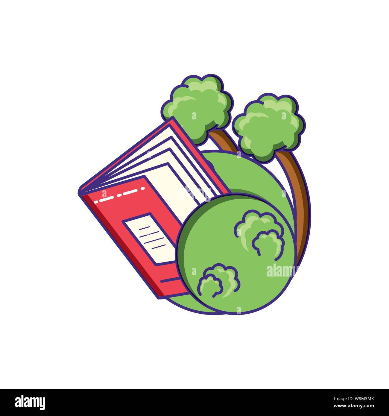 tree plants nature with textbook supply vector illustration design ...