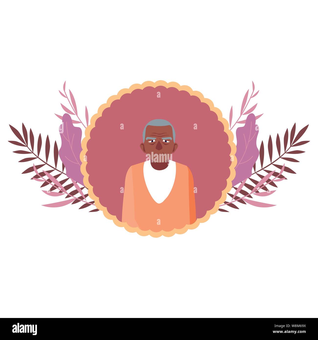 happy grandparents day - cute grandpa sticker foliage vector ...