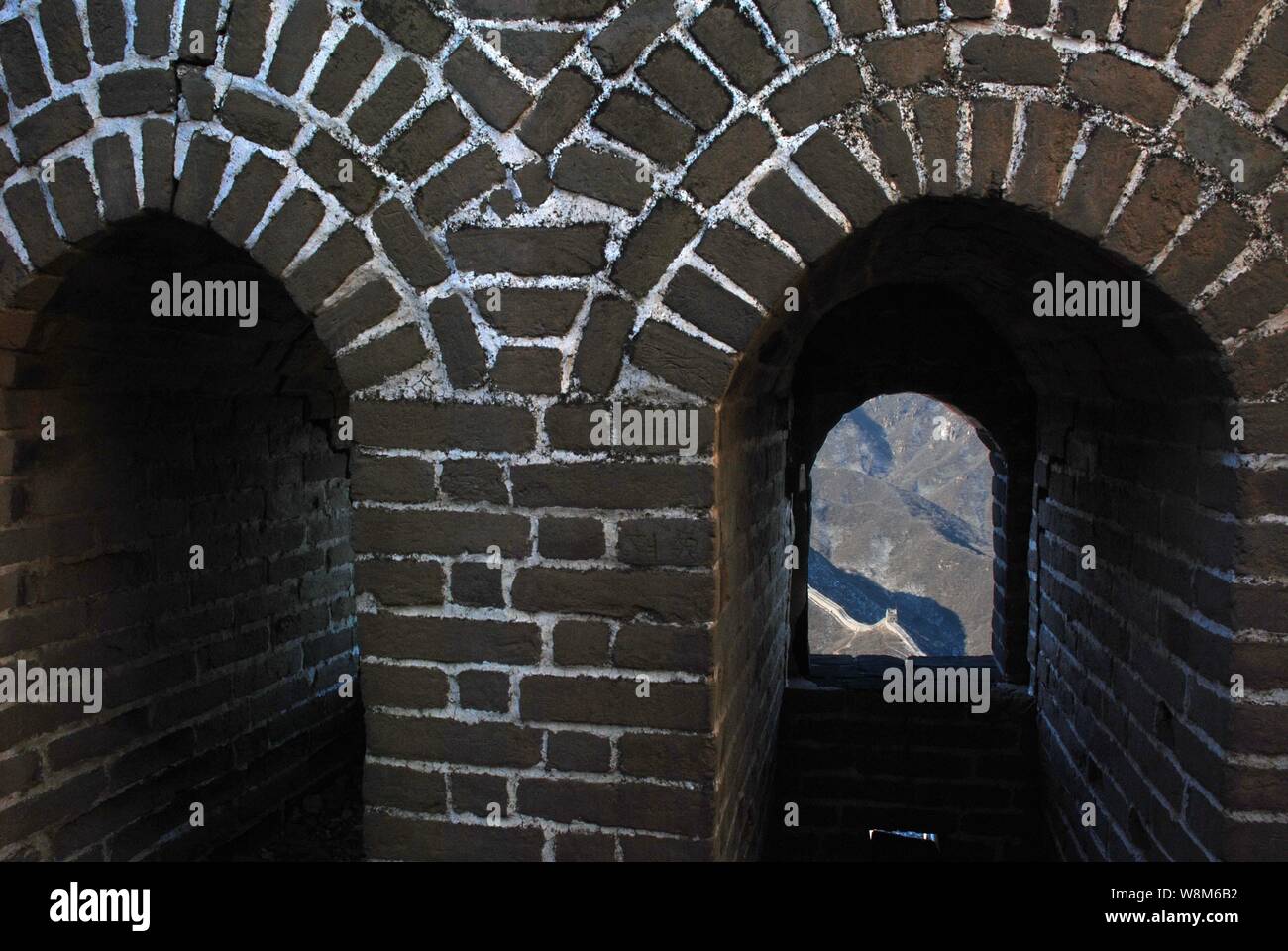 View of the crumbling Badaling section of the Great Wall on the ...