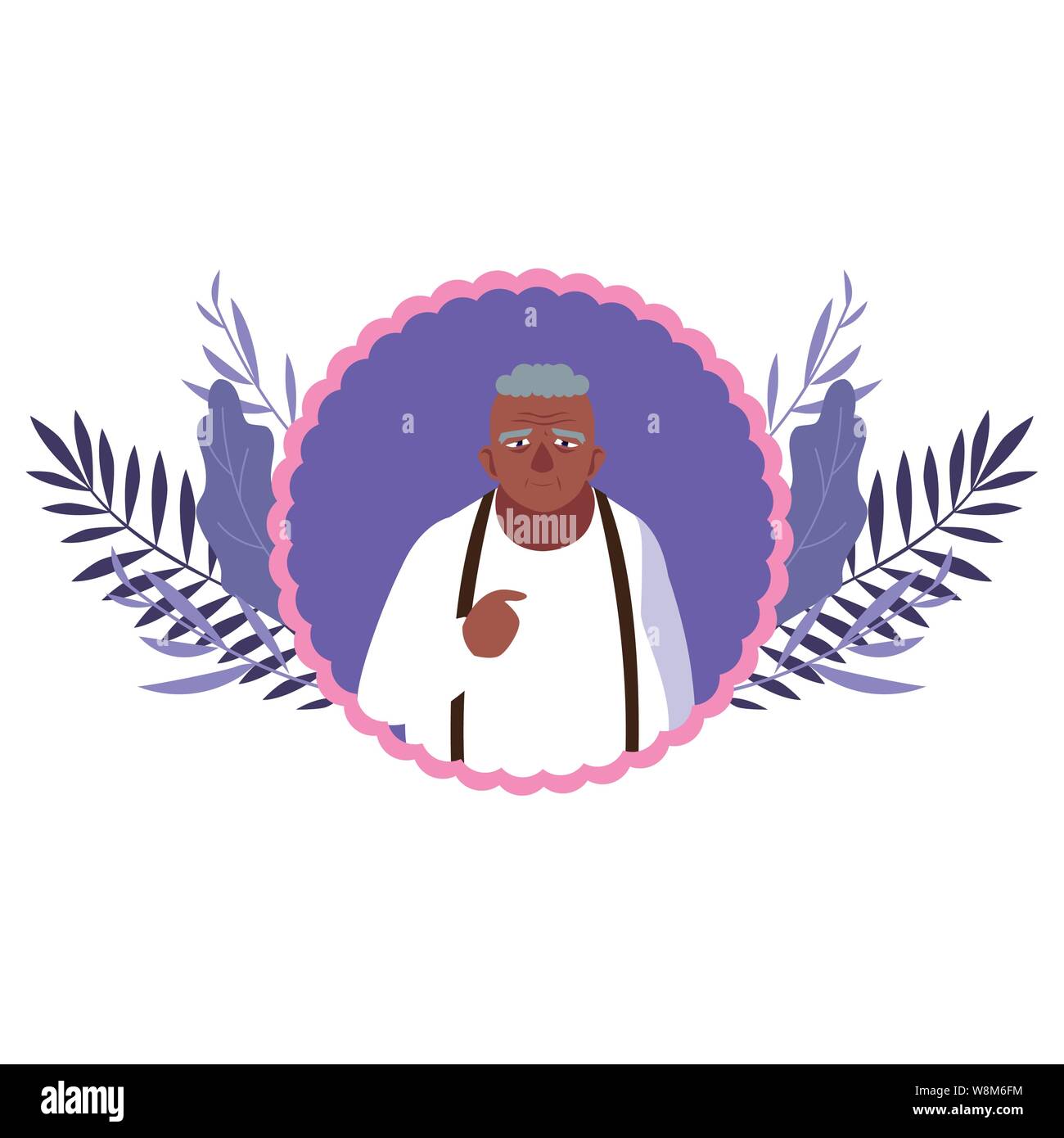 happy grandparents day - cute grandpa sticker foliage vector ...