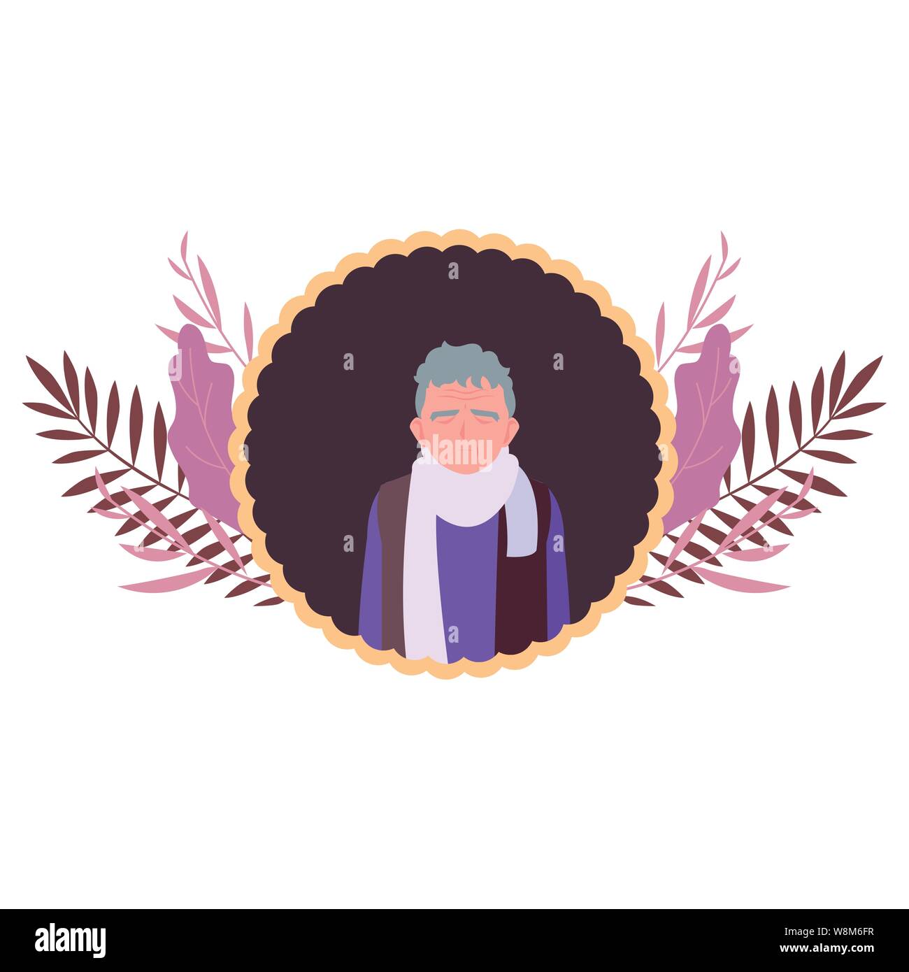 happy grandparents day - cute grandpa sticker foliage vector ...