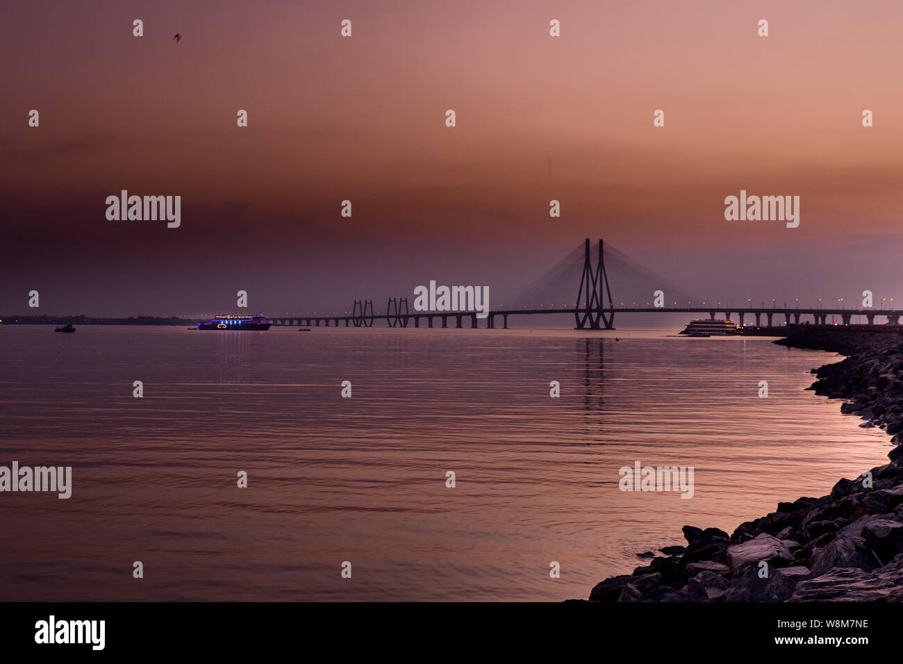 Bandra Worli Sea Link at night Stock Photo - Alamy
