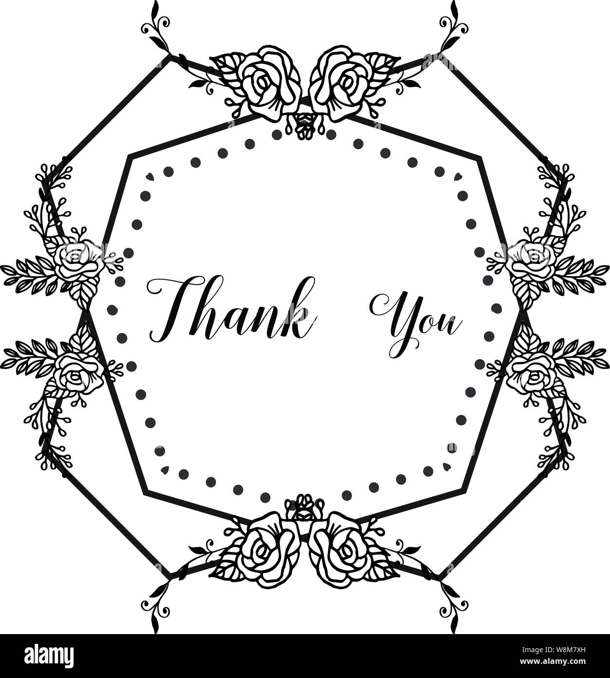 Lettering of thank you, for greeting cards, with decoration beautiful ...