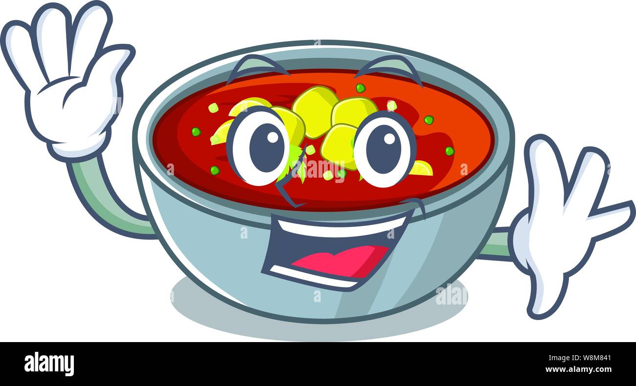 Waving gazpacho is served to cartoon plate Stock Vector Image & Art - Alamy