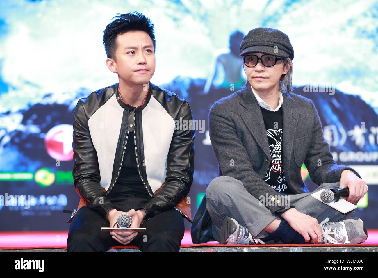 Chinese actor Deng Chao, left, and Hong Kong director Stephen Chow ...
