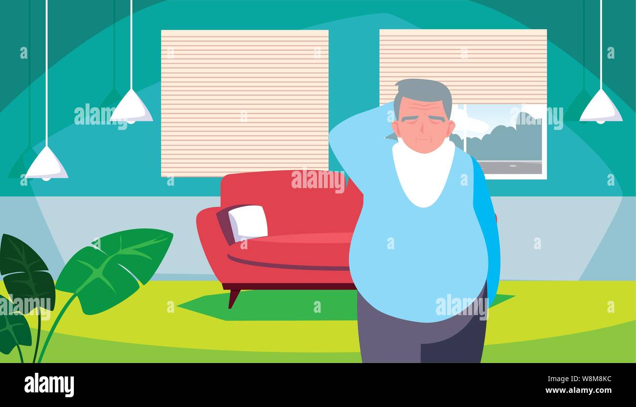 happy grandparents day - cute grandpa in the living room vector ...