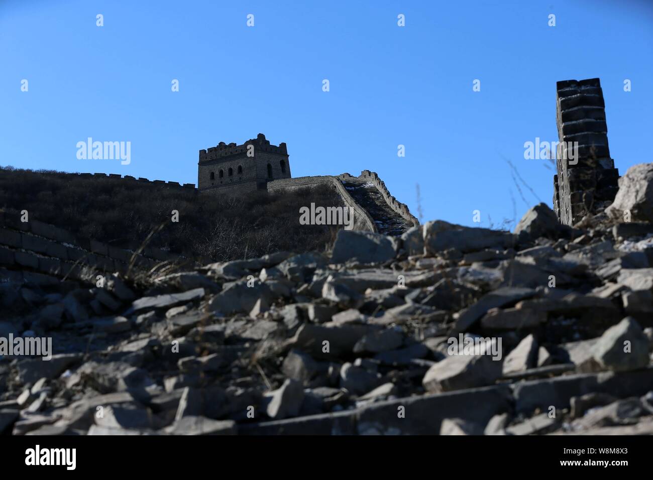 View of the crumbling Badaling section of the Great Wall on the ...