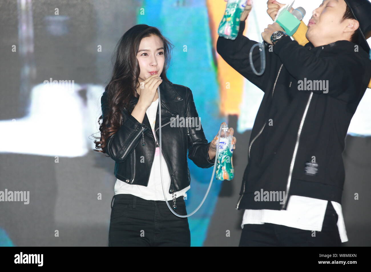 Hong Kong actress Angelababy, left, and South Korean singer and TV host ...