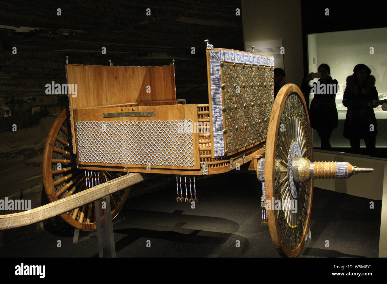 A replica of an ancient Chinese carriage from the Qin Dynasty (221- 201 ...