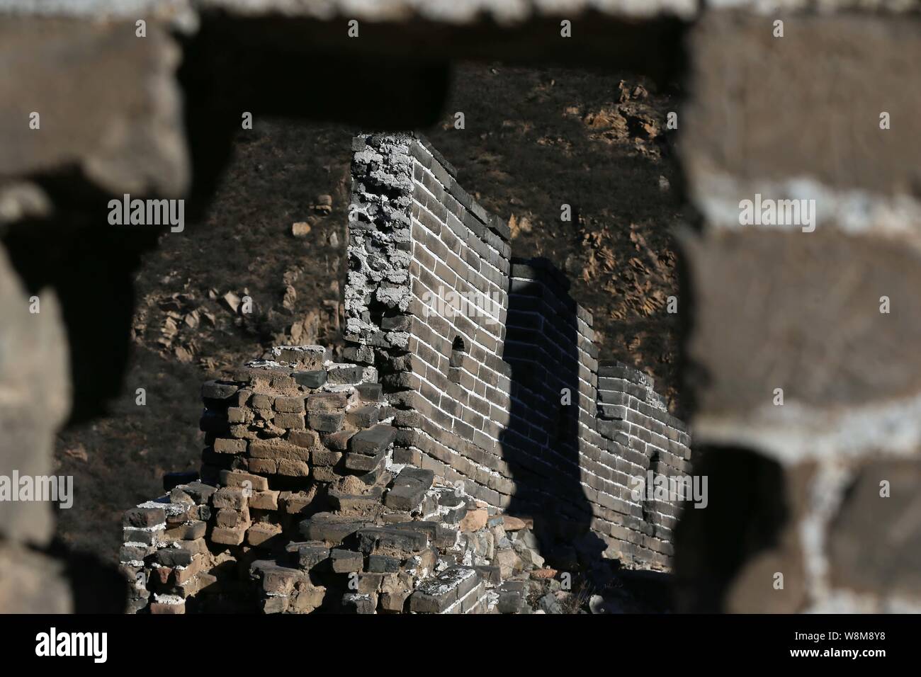 View of the crumbling Badaling section of the Great Wall on the ...