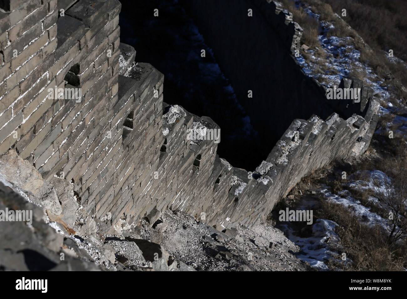 View of the crumbling Badaling section of the Great Wall on the ...