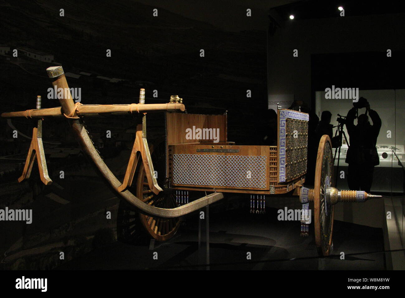 A replica of an ancient Chinese carriage from the Qin Dynasty (221- 201 ...