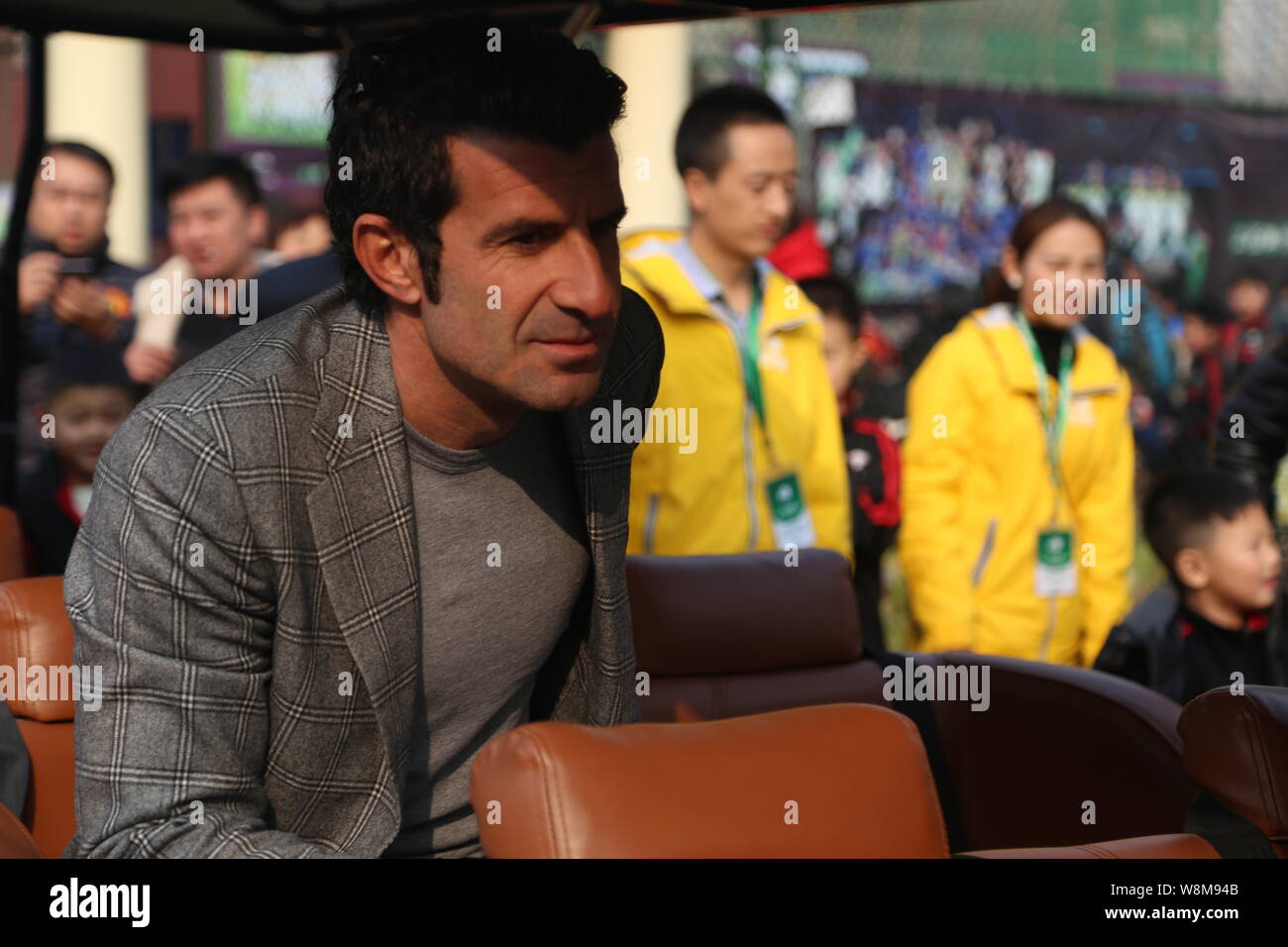 Portuguese football star Luis Figo is pictured during a soccer match of ...