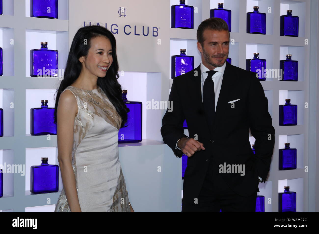 Former English football star David Beckham, right, and Hong Kong ...