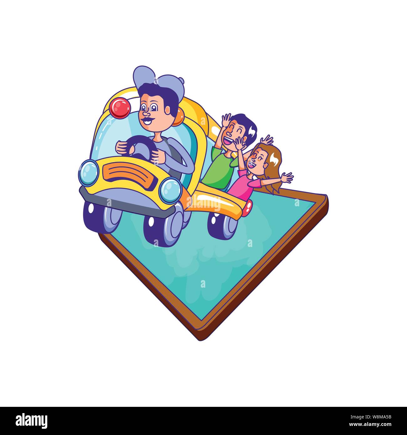 Children board school bus in Stock Vector Images - Alamy