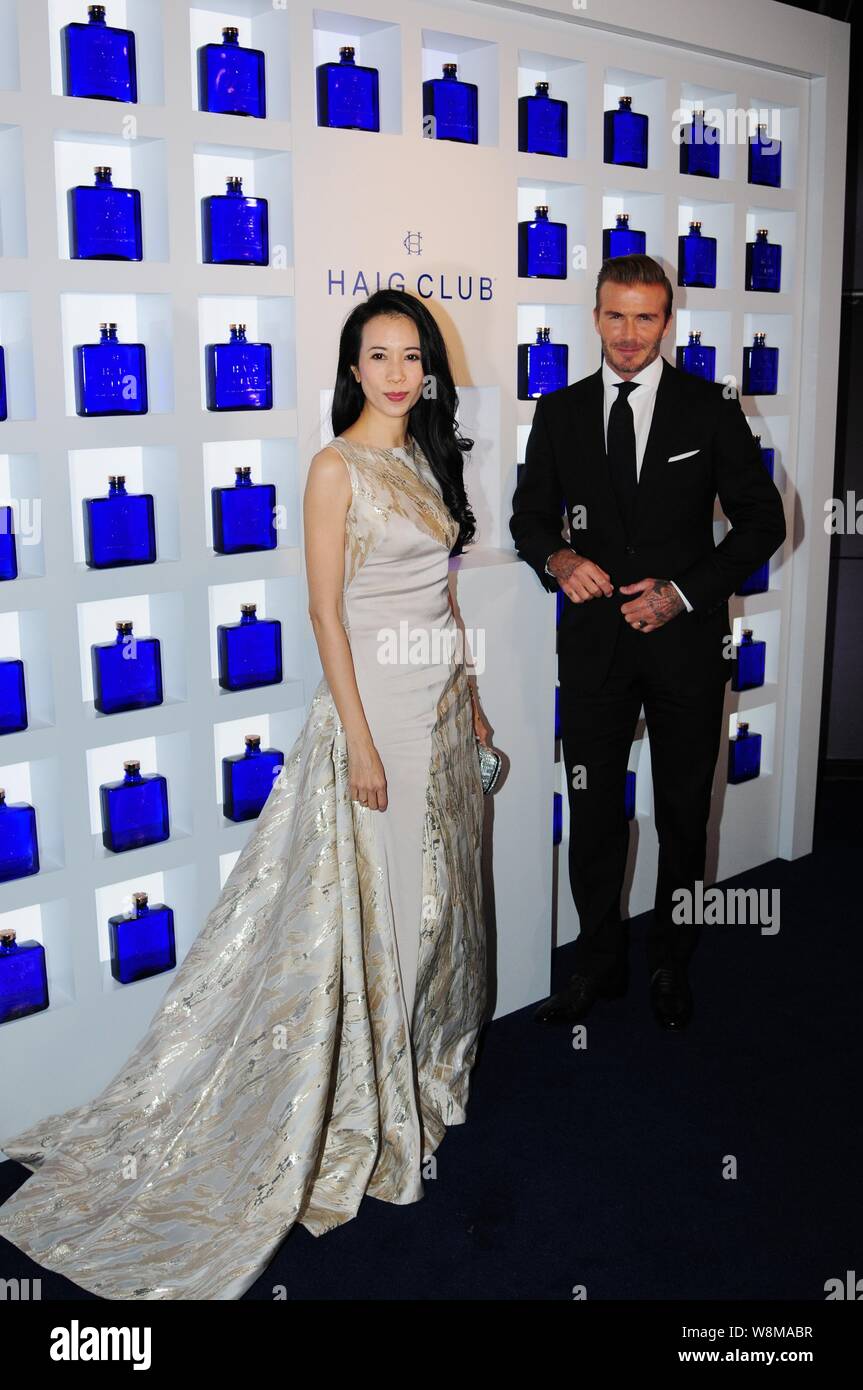 Former English football star David Beckham, right, and Hong Kong ...